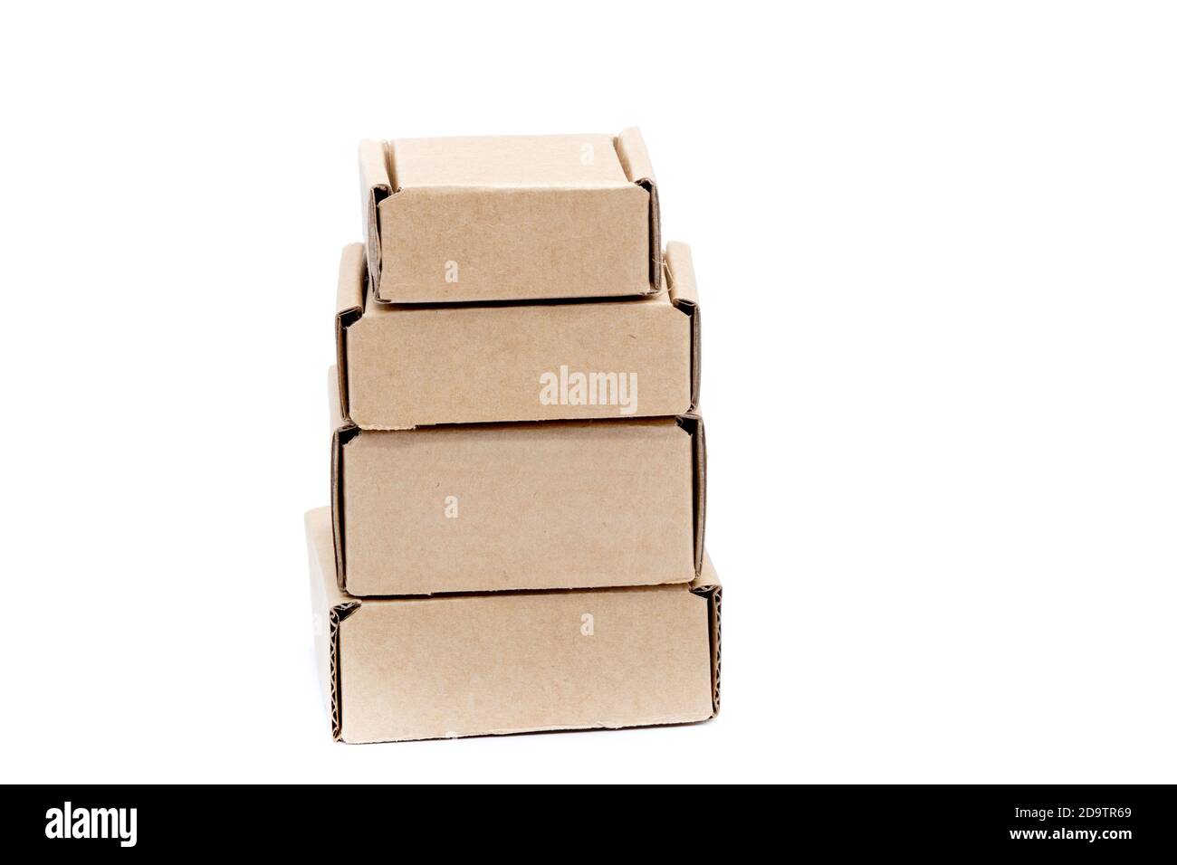 Cardboard boxes of various sizes isolated on white background Stock ...