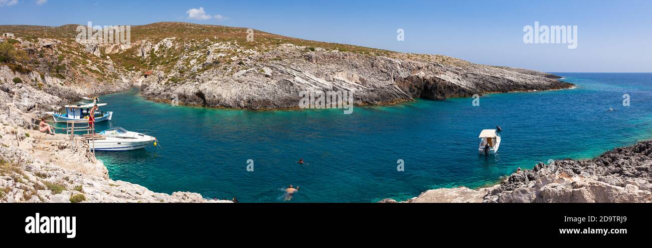 Aerial view of Porto Vromi beach in Zakynthos (Zante) island, in Greece ...