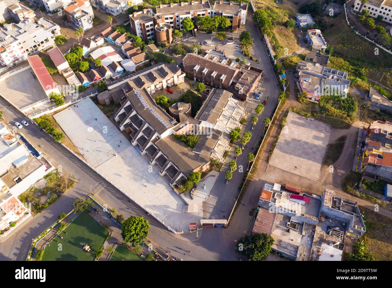 Aerial view of Assomada city in Santa Catarina district of Santiago ...