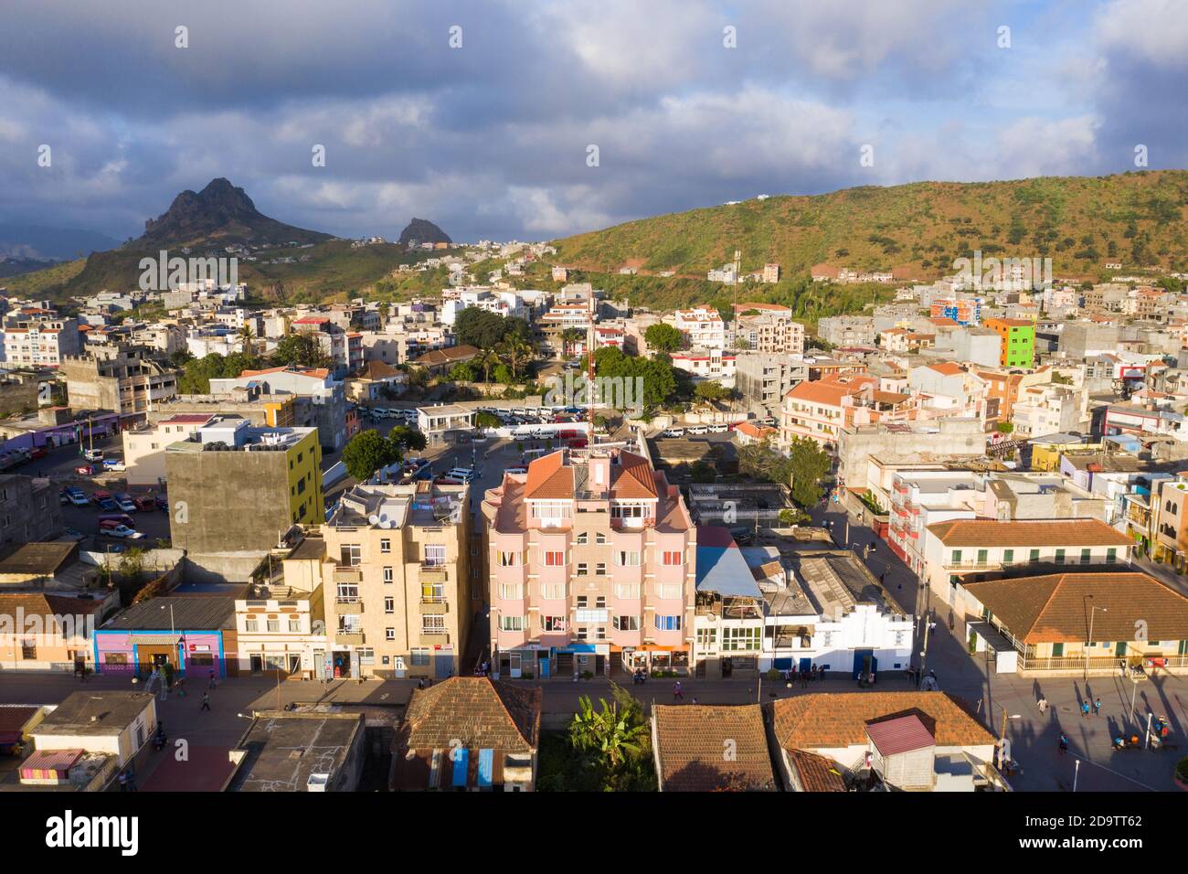 Aerial view of Assomada city in Santa Catarina district of Santiago ...