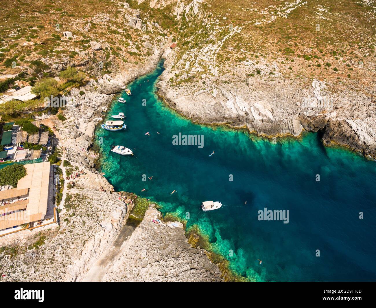 Aerial view of Porto Vromi beach in Zakynthos (Zante) island, in Greece ...