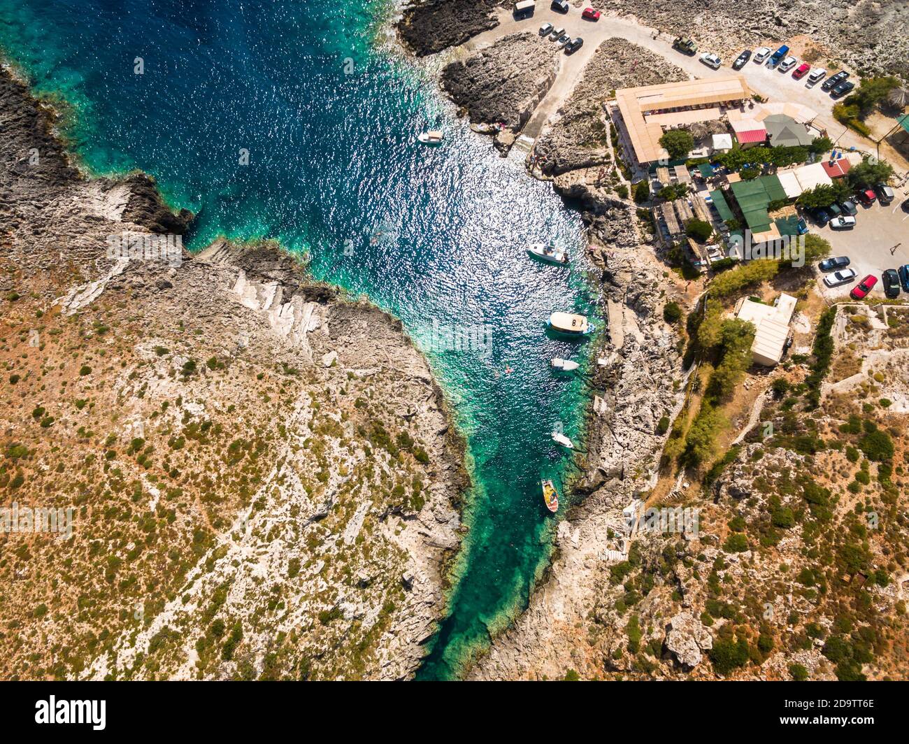Aerial view of Porto Vromi beach in Zakynthos (Zante) island, in Greece ...