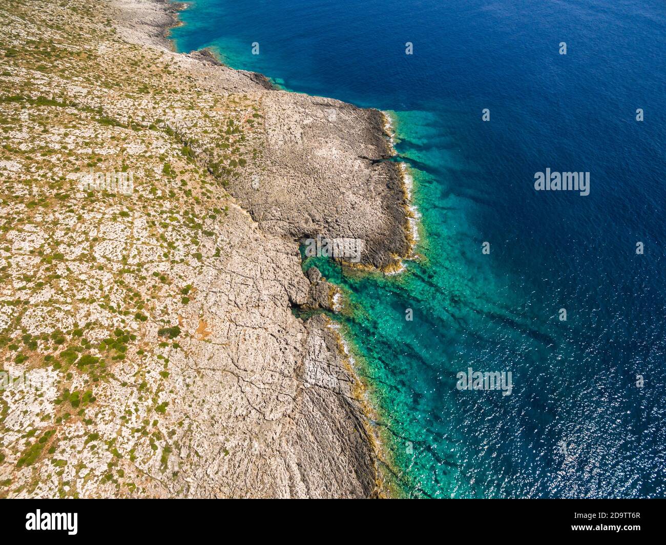 Aerial view of Porto Vromi beach in Zakynthos (Zante) island, in Greece ...