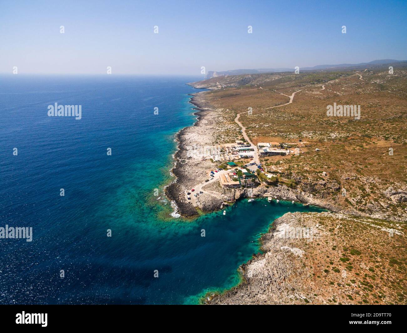 Aerial view of Porto Vromi beach in Zakynthos (Zante) island, in Greece ...