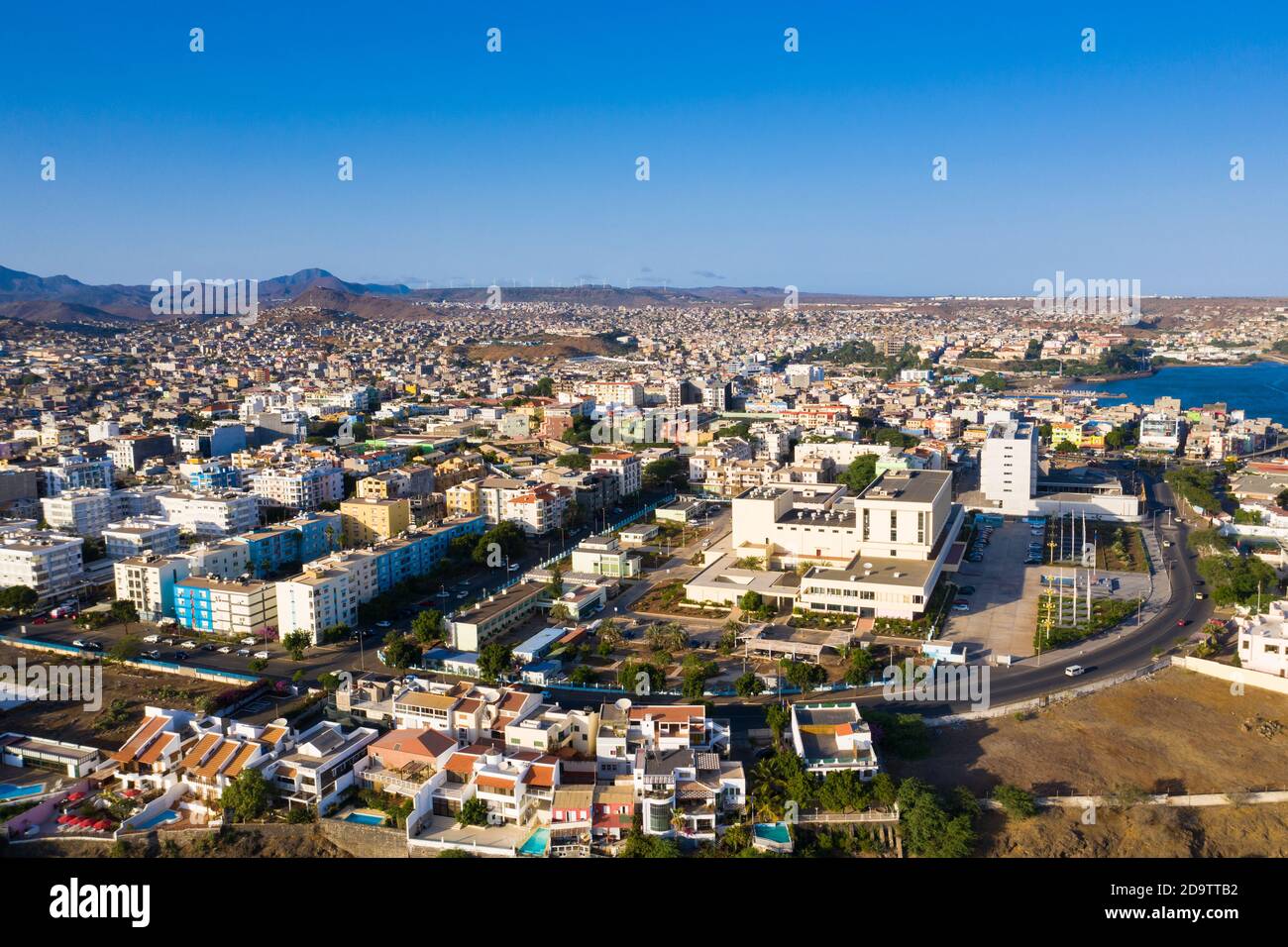 Aerial view of Praia city in Santiago - Capital of Cape Verde Islands ...