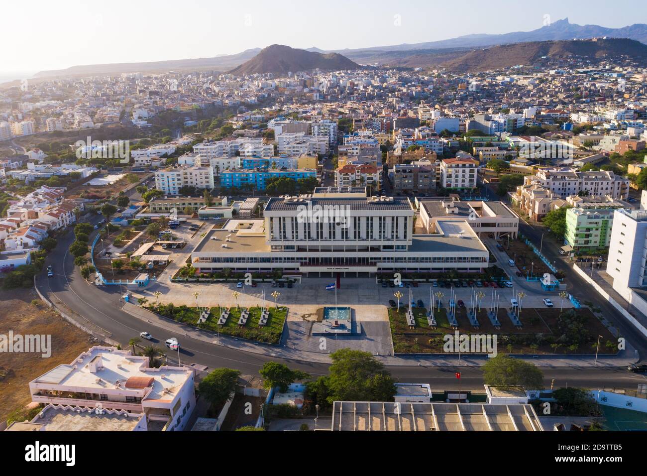Aerial view of Praia city in Santiago - Capital of Cape Verde Islands ...