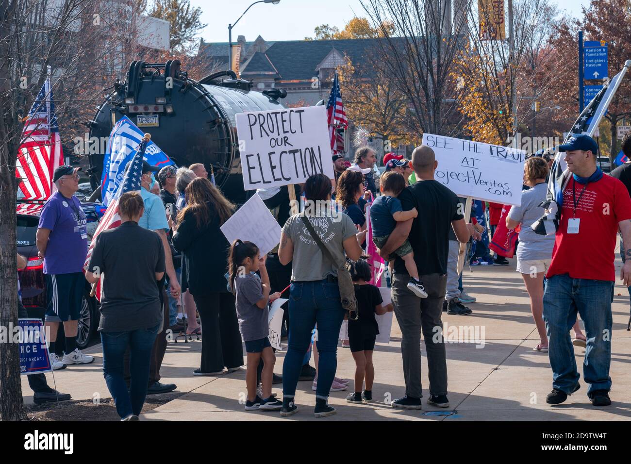 Trump supporters protest in front of the Erie County Courthouse in ...