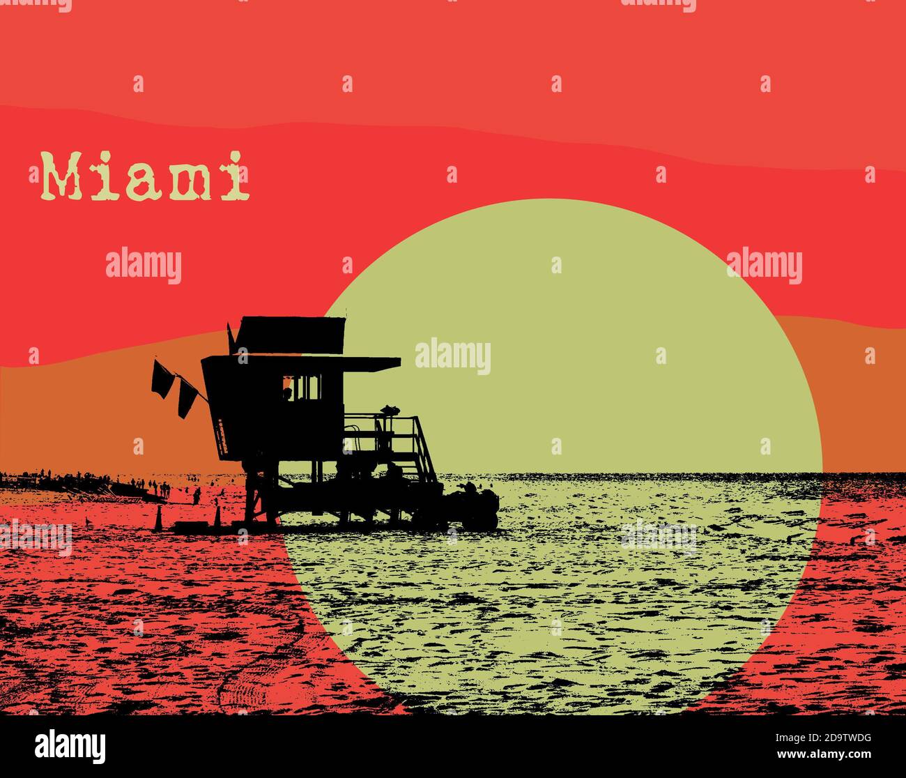Pop art style Miami illustration, 80's look Stock Photo - Alamy