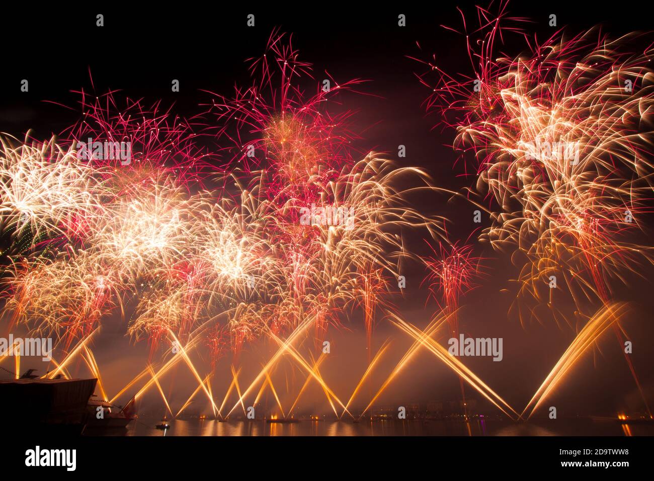 Firework festival, fireworks, New Years Day, music and celebration on ...