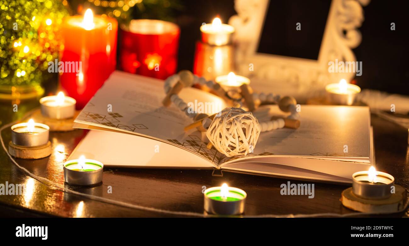 Pictures of candles and books for ritual, mysticism and mysteries about ...