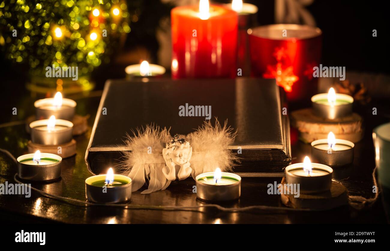 Pictures of candles and books for ritual, mysticism and mysteries about ...
