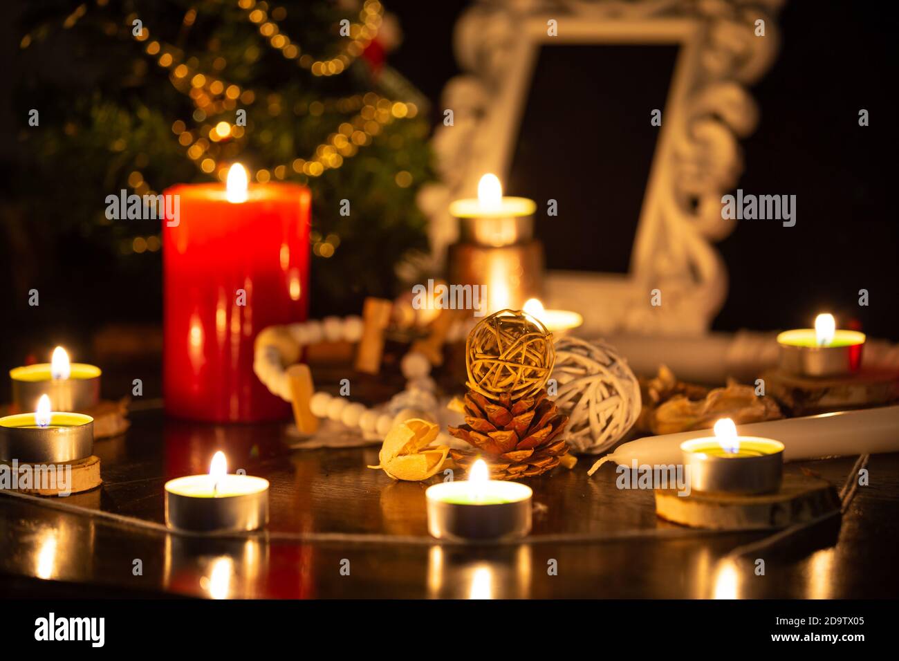 Images of candles and sacred wood to perform magic rituals and ...