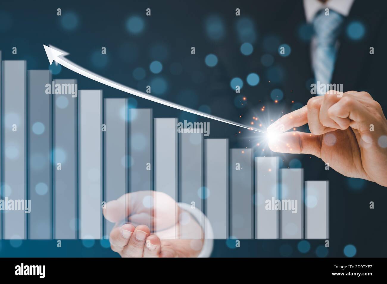 Businessman Touching in graph Screen Icon of a media screen, Technology ...