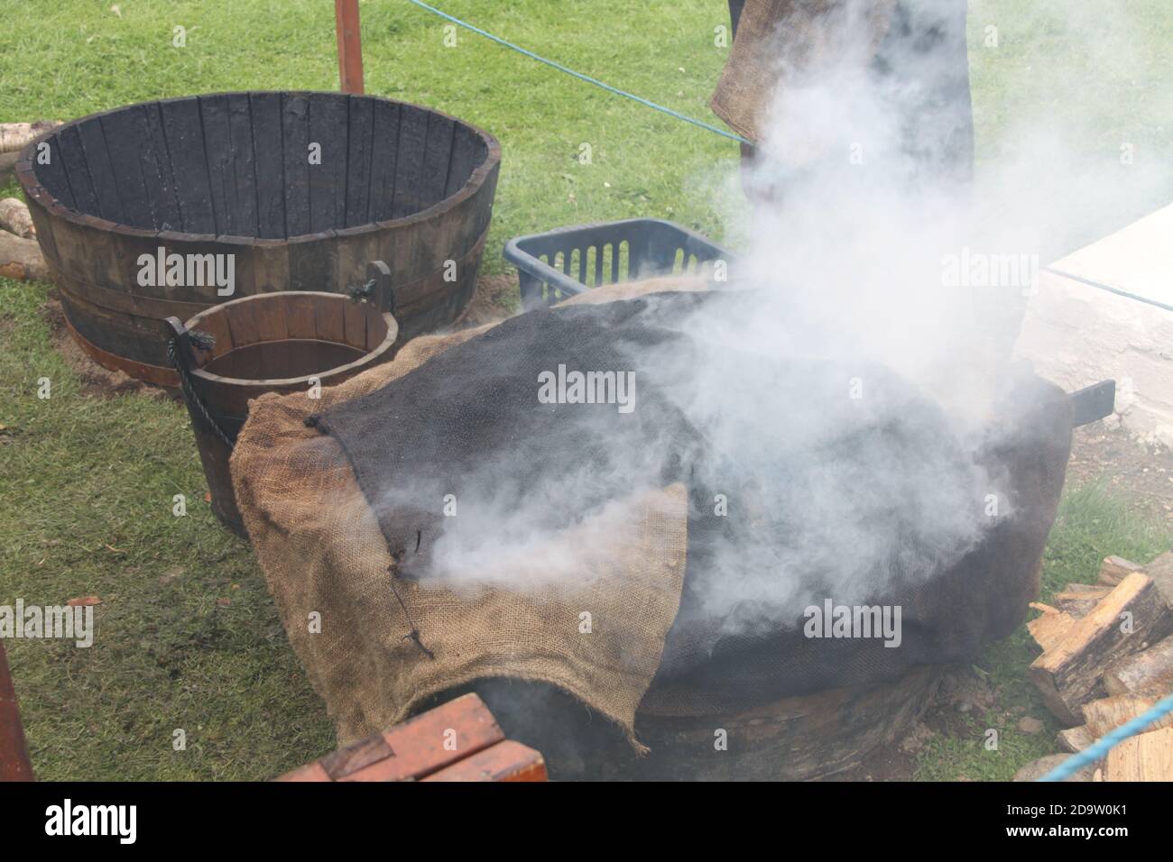 A smoker being prepared for making Arbroath smokies in Arbroath, Angus ...