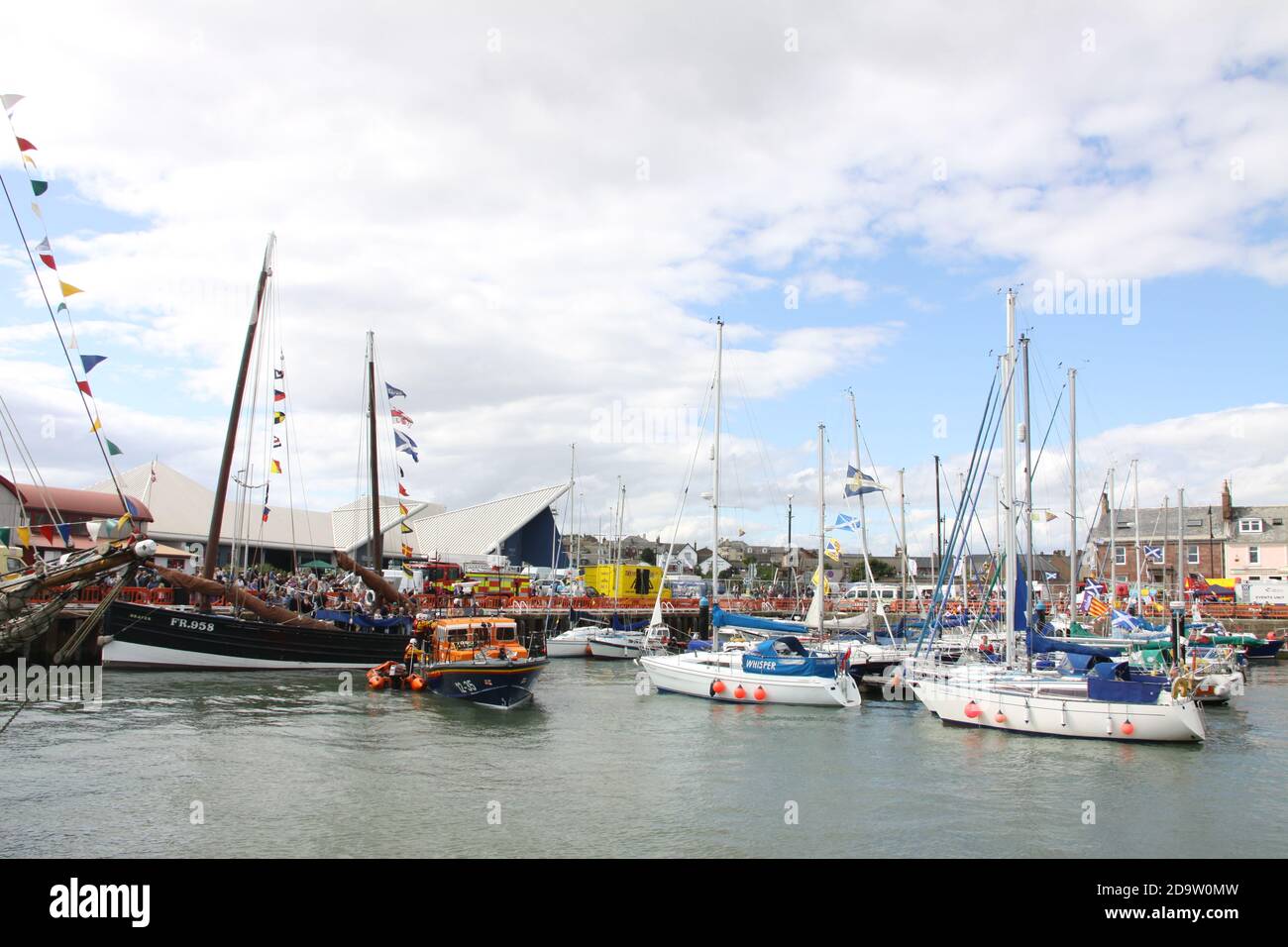 The Reaper, an old preserved Fifie Scottish wooden fishing boat, with ...