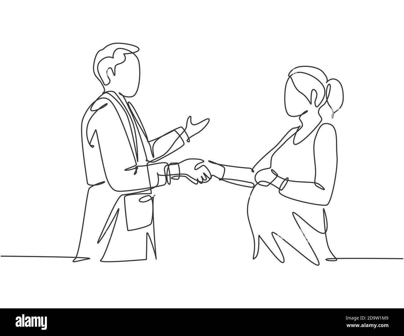 Continuous line drawing obstetrician and gynecologist doctor handshake ...