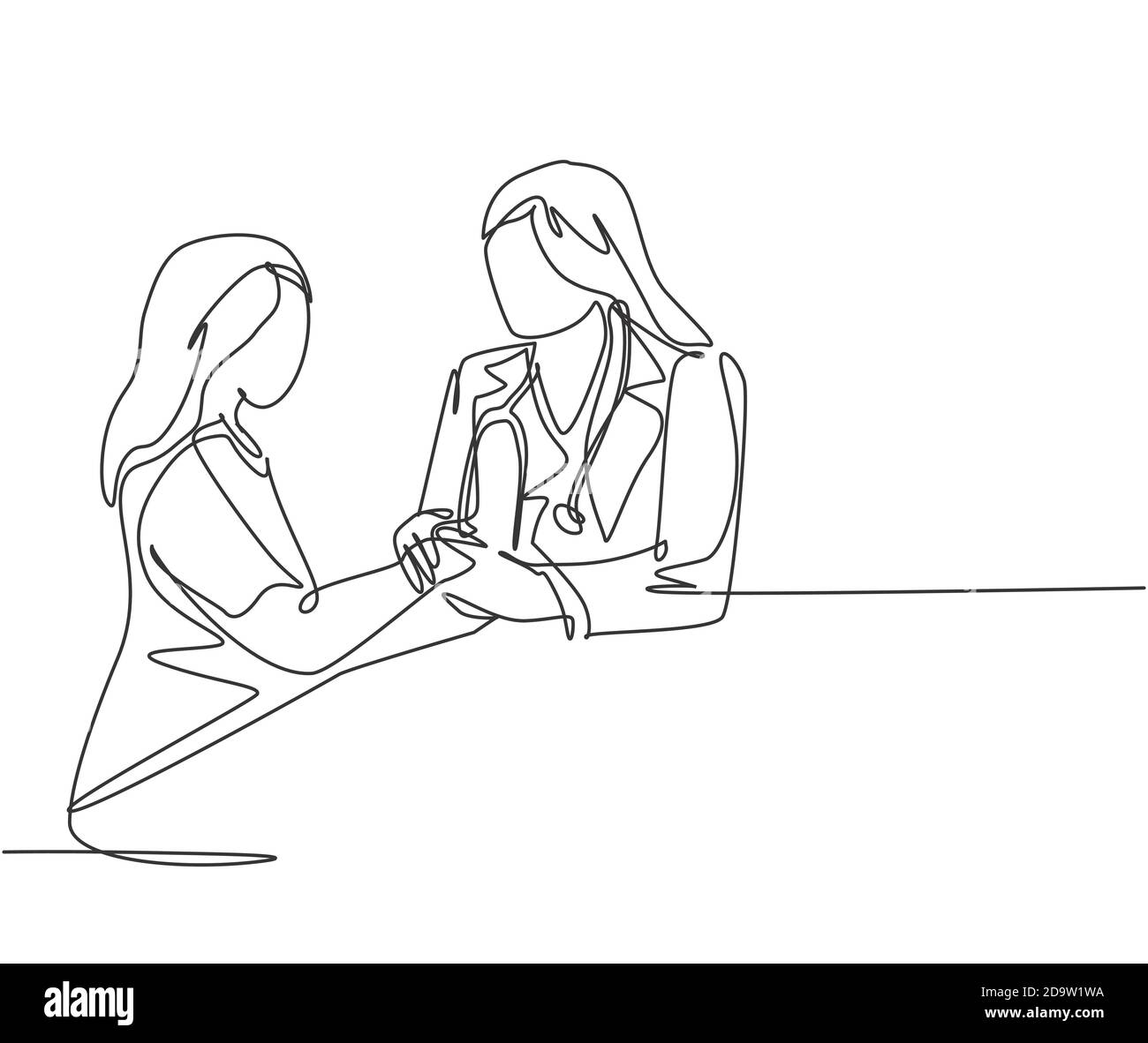 Continuous line drawing of female obstetrician and gynecologist doctor ...