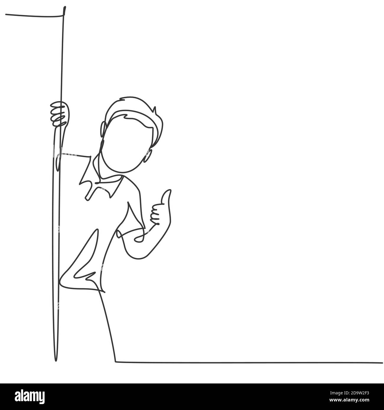 One line drawing of young happy student boy school student appeared ...