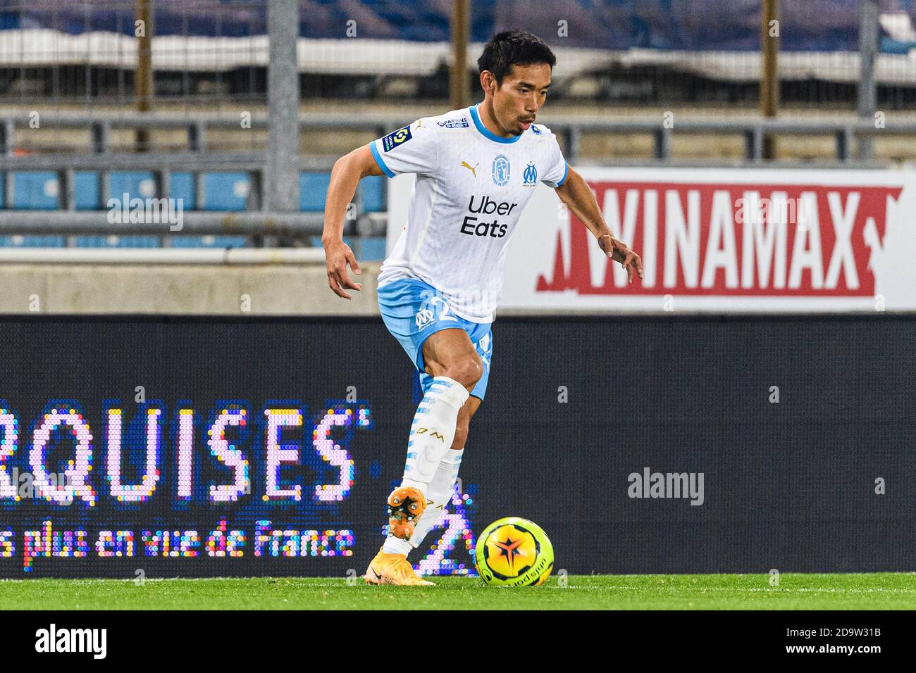 Yuto Nagamoto of Olympique de Marseille in action during the Ligue 1 ...