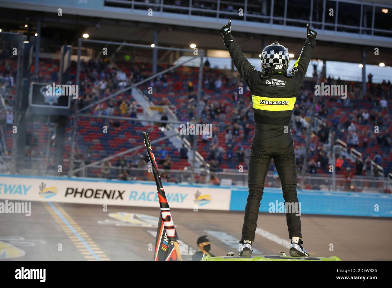 Avondale, Arizona, USA. 7th Nov, 2020. Austin Cindric (22) celebrates ...