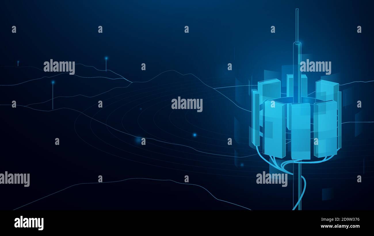 Telecommunication network above city, radio tower, wireless mobile ... Telecommunication network above city, radio tower, wireless mobile ...