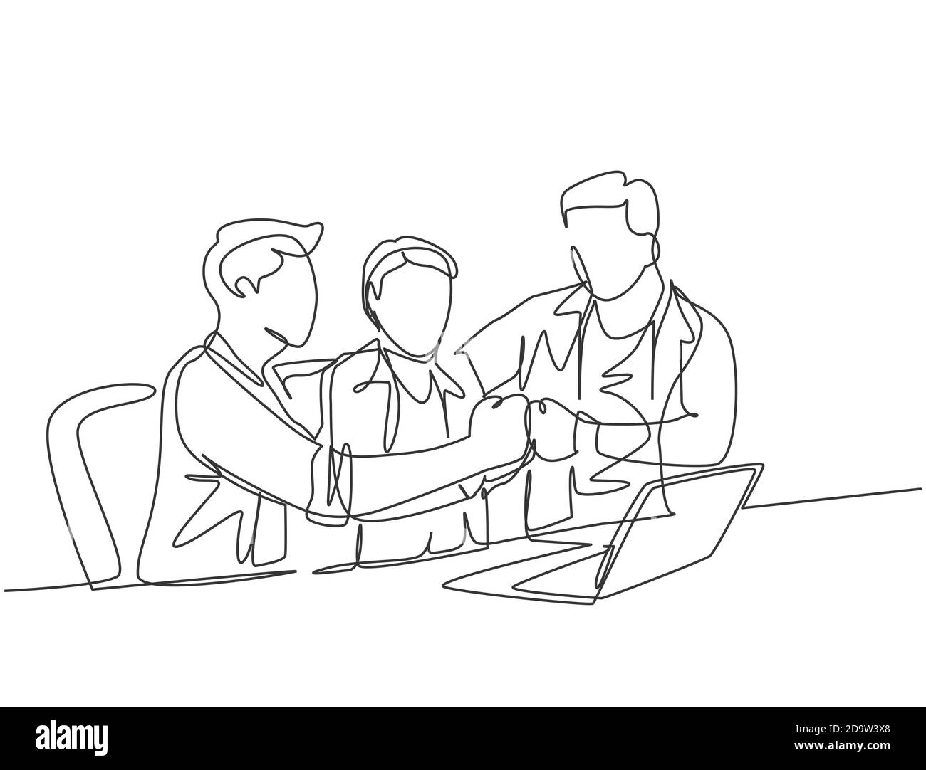 One continuous line drawing multi level marketing or MLM upliner doing ...
