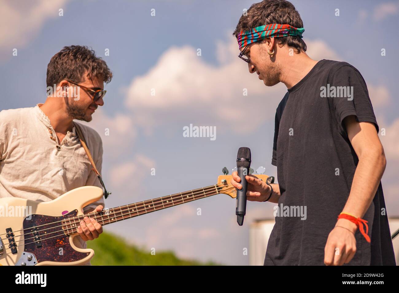 Band singer drummer electric guitar hi-res stock photography and images ...