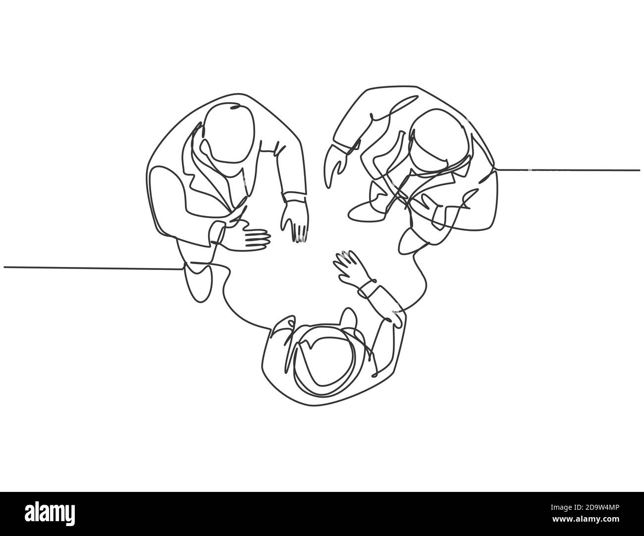 Single continuous line drawing of young businessmen chatting on ...