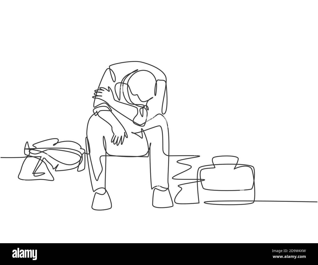 Depressed Man Drawing