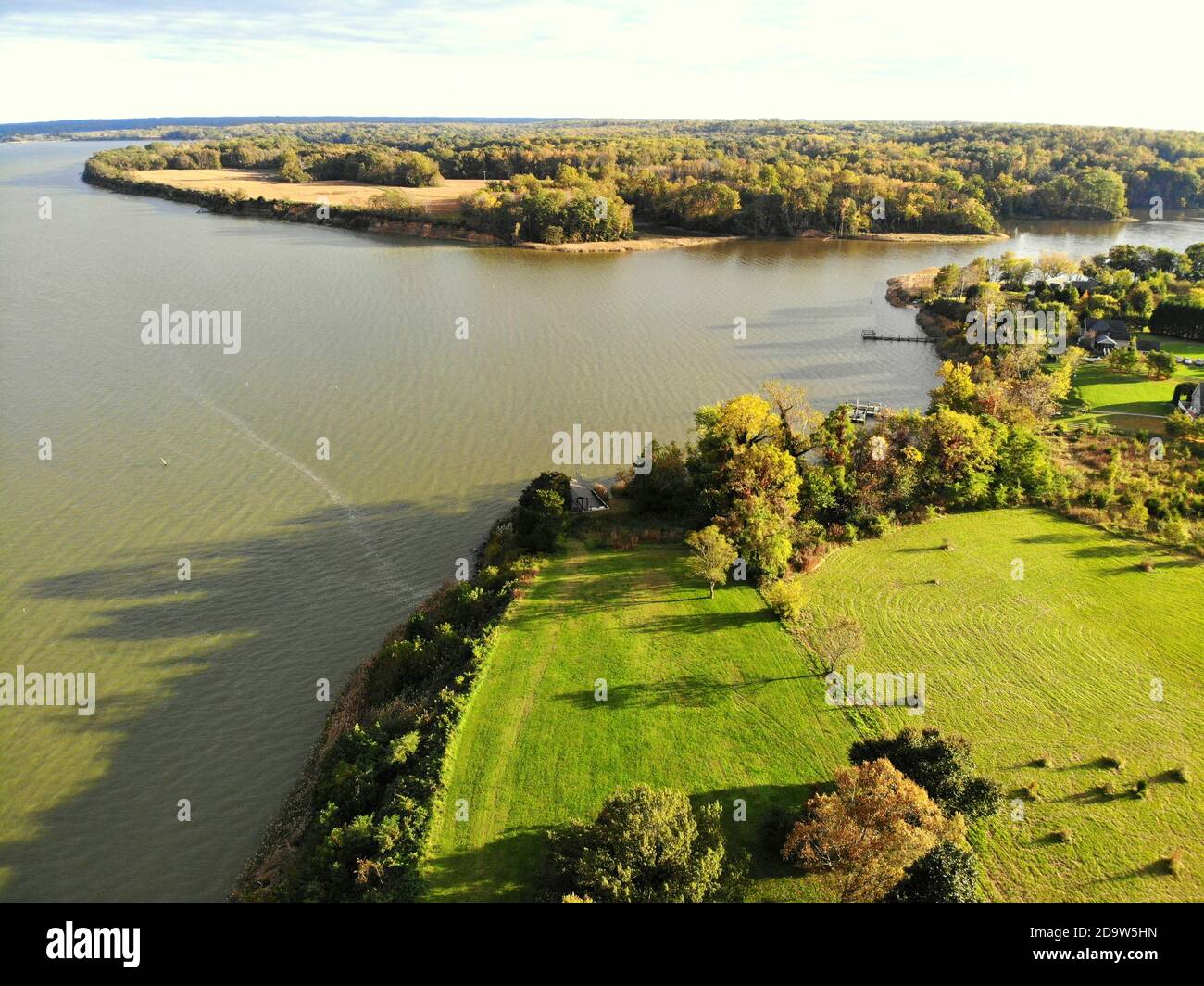The aerial view of the neighborhood near Currioman Bay, Montross ...