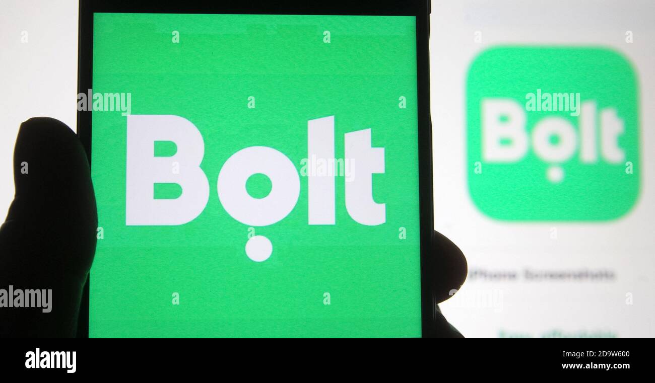 In this photo illustration a Bolt logo seen on a smartphone screen ...