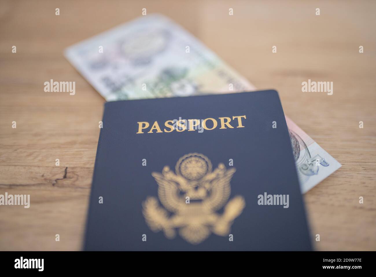 United States of America Passport with a Five Honduran Lempiras Bill ...