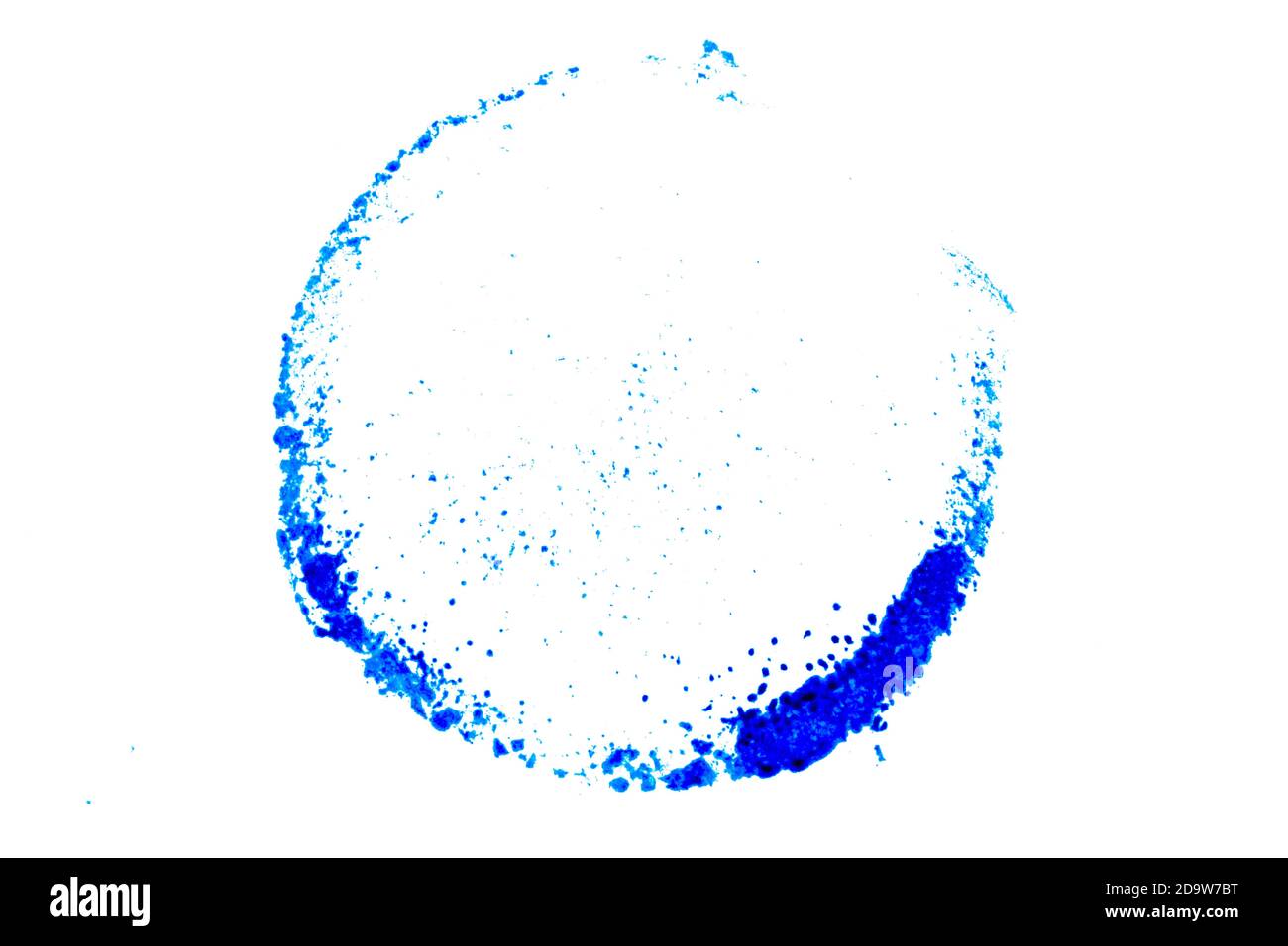 Blue color ink in round shape textured background as stamp or frame ...