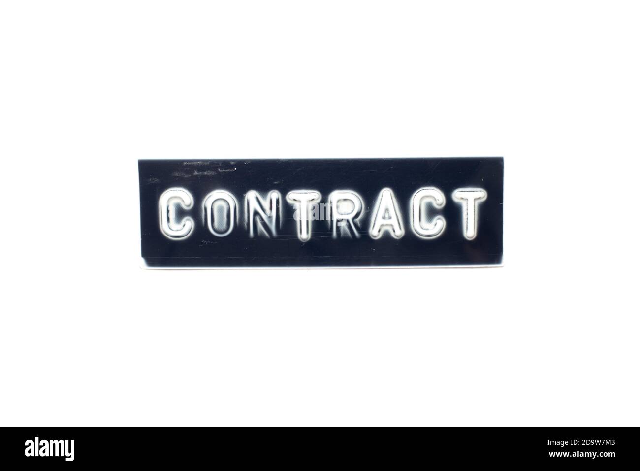 Embossed letter in word contract on black banner with white background ...