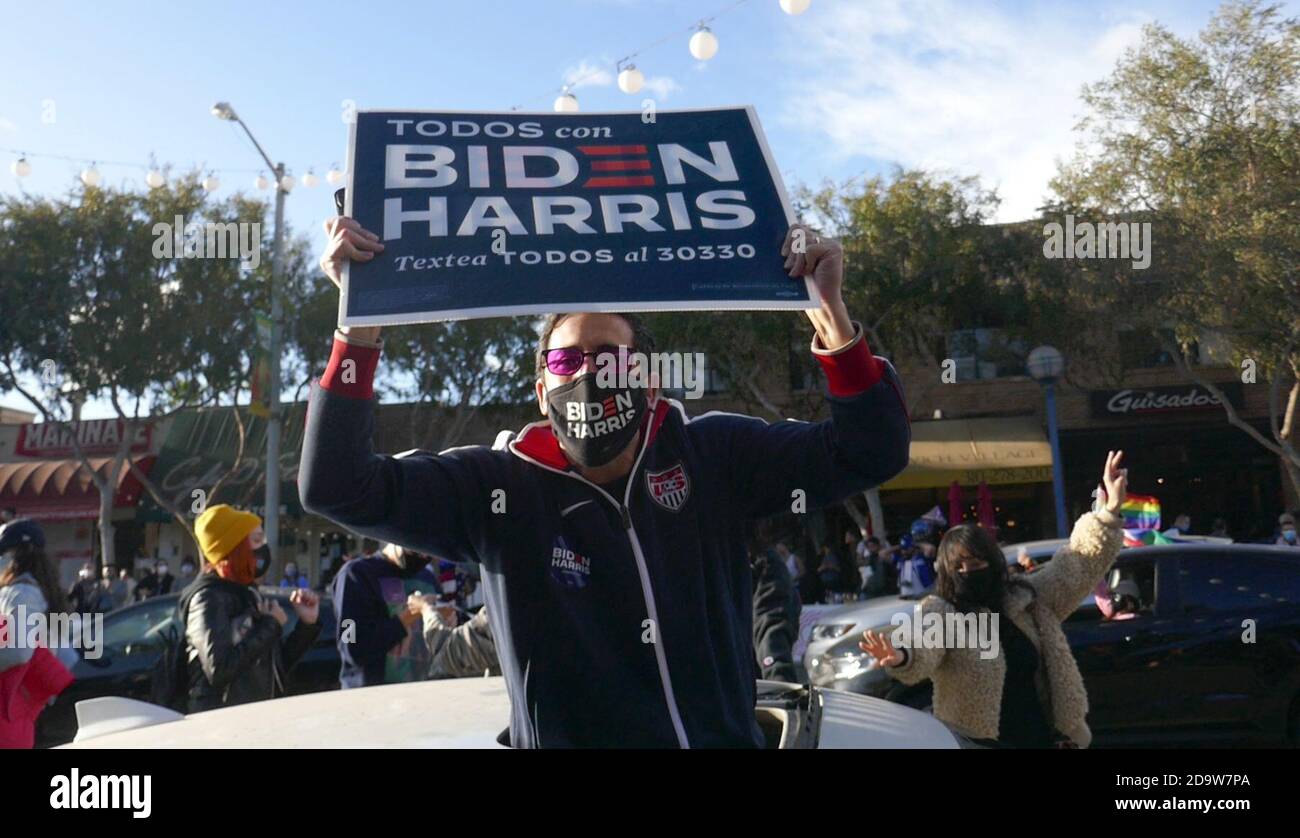 Los Angeles, California, USA 7th November 2020 People attending Joe ...