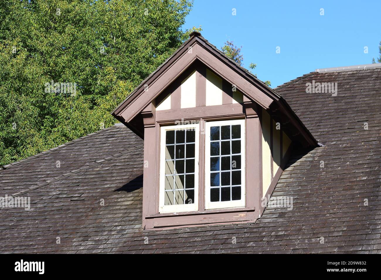 Wooden cedar shingles and dormer windows Stock Photo - Alamy