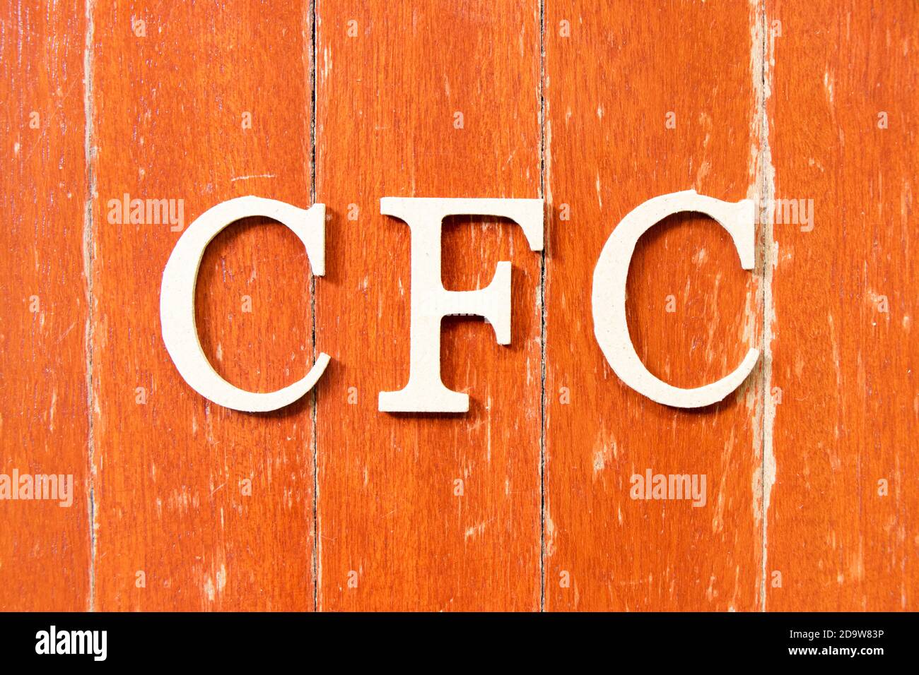Alphabet letter in word CFC (abbreviation of Chlorofluorocarbon) on old ...
