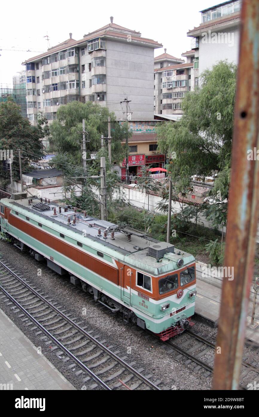 Electric train, Lanzhou City, Gansu Province, China Aug 2011 Stock ...