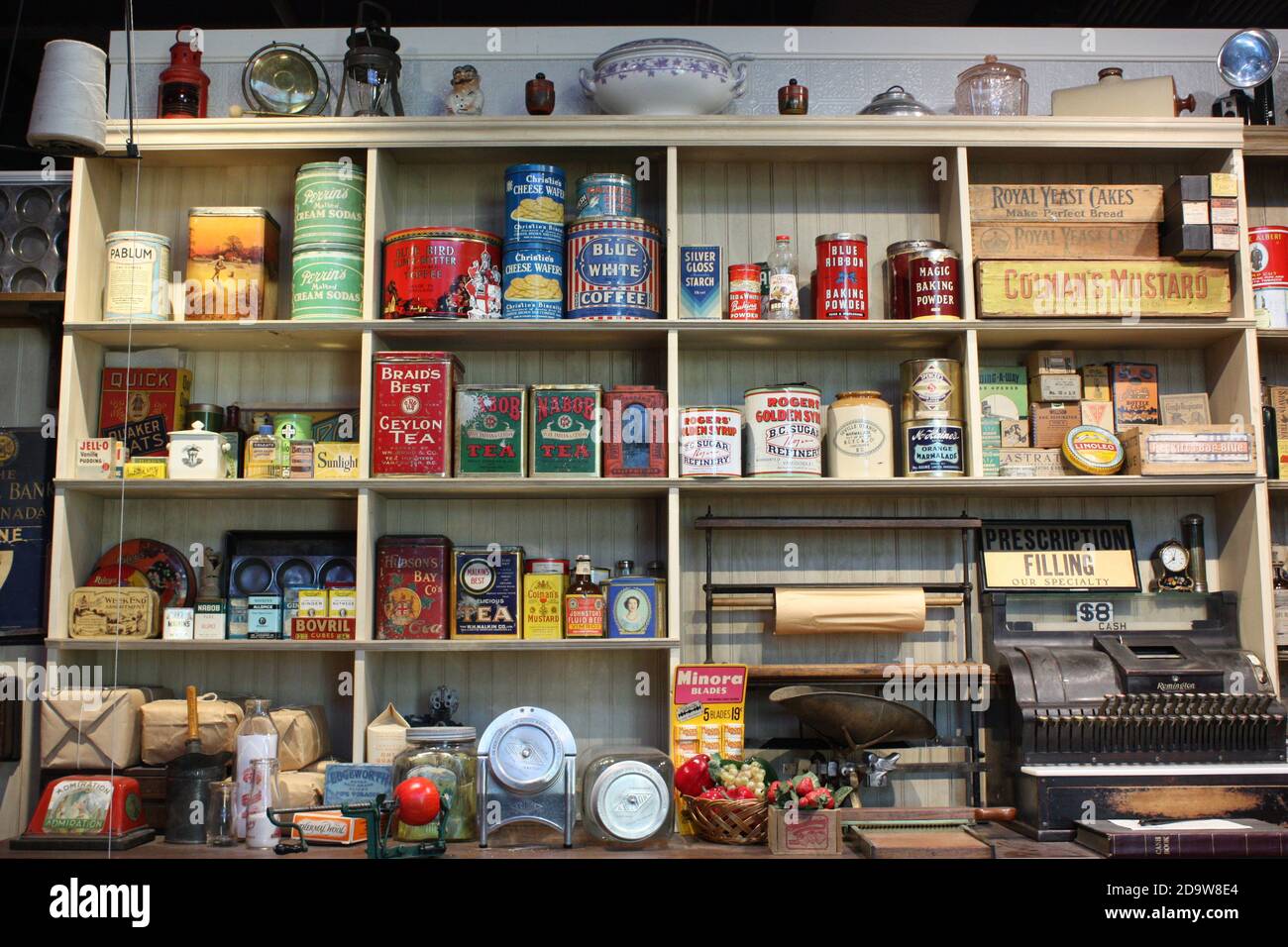 An old shop interior in the Nanaimo Museum, Nanaimo, Vancouver Island ...