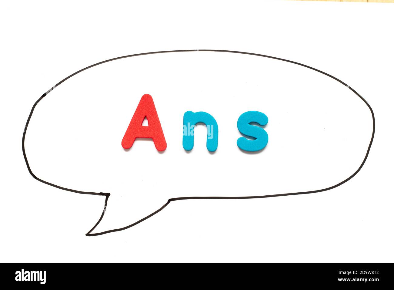 Alphabet letter with word ans (Text speak of answer or abbreviation of ...