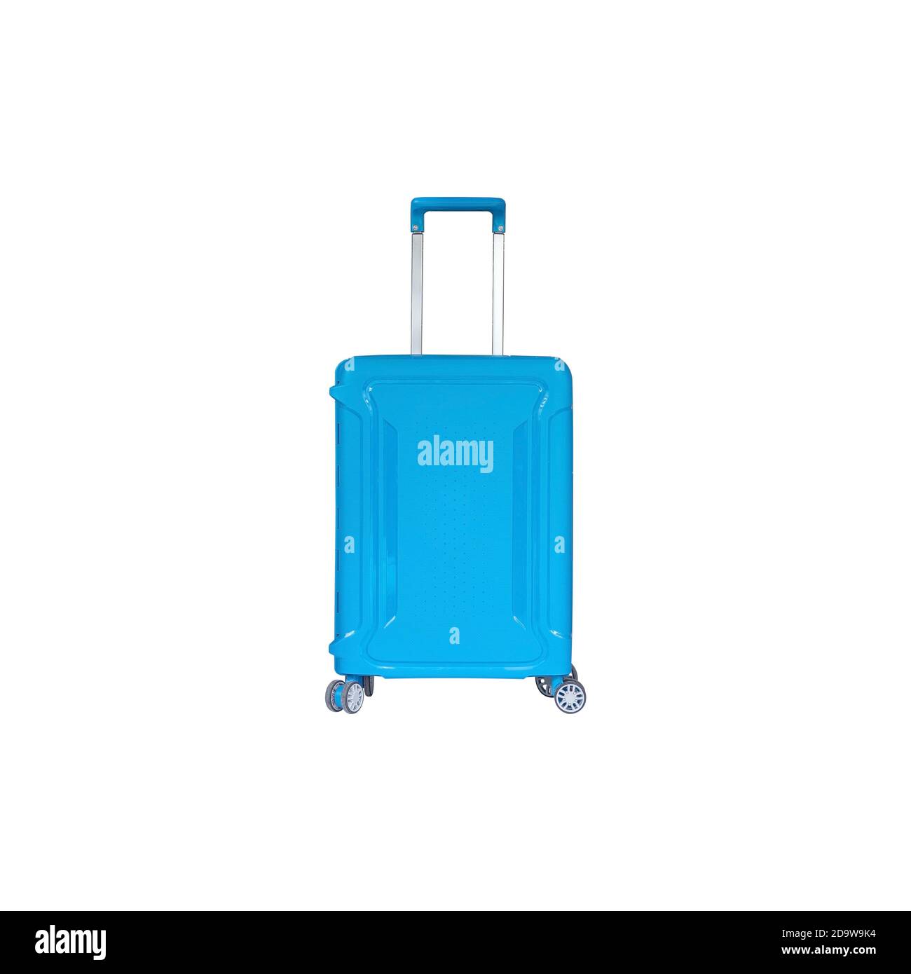 Beautiful blue color travel luggage isolated on white background, with ...