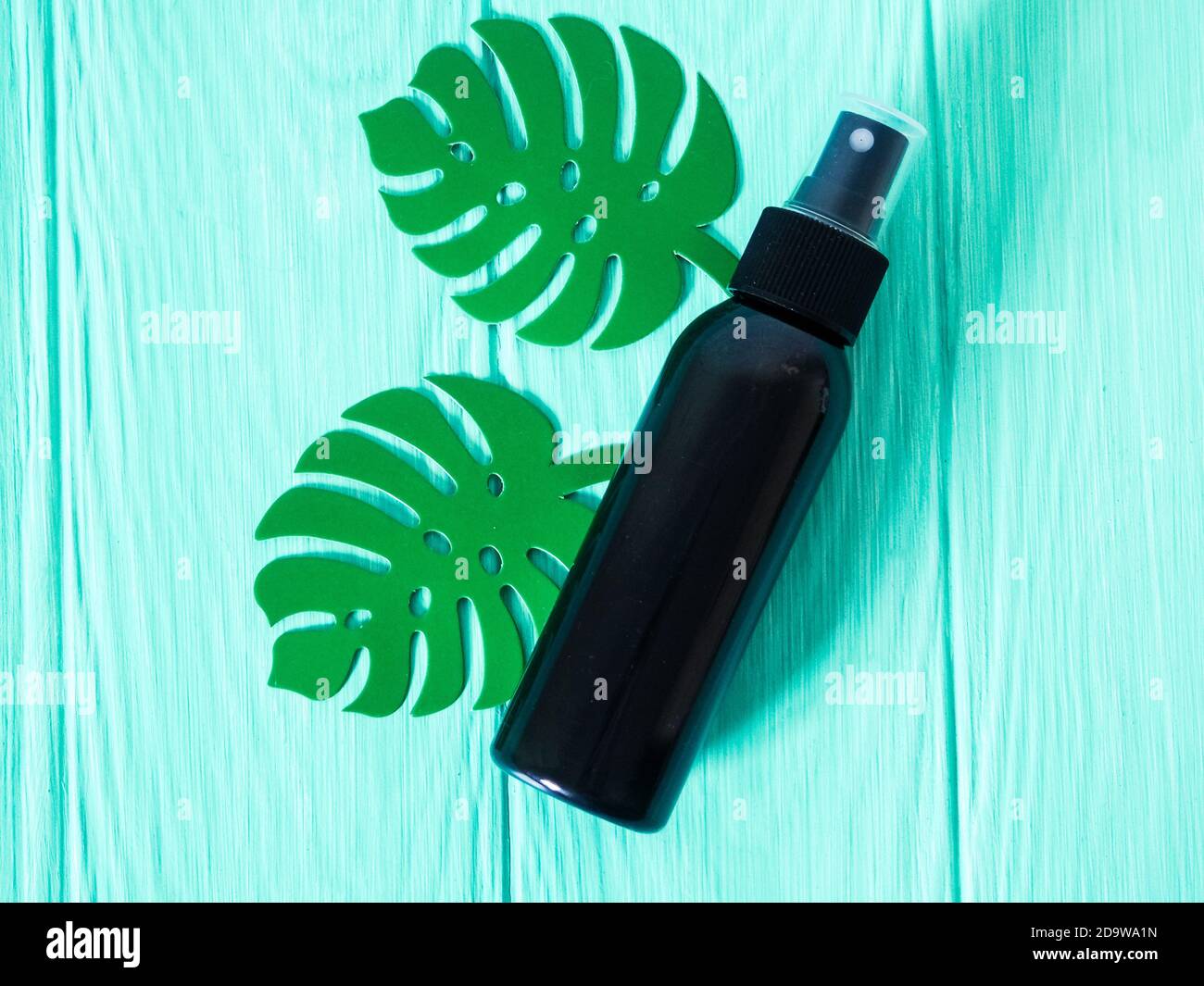 black bottle leaf monstera. Clean dropper bottle mockup and monstera ...