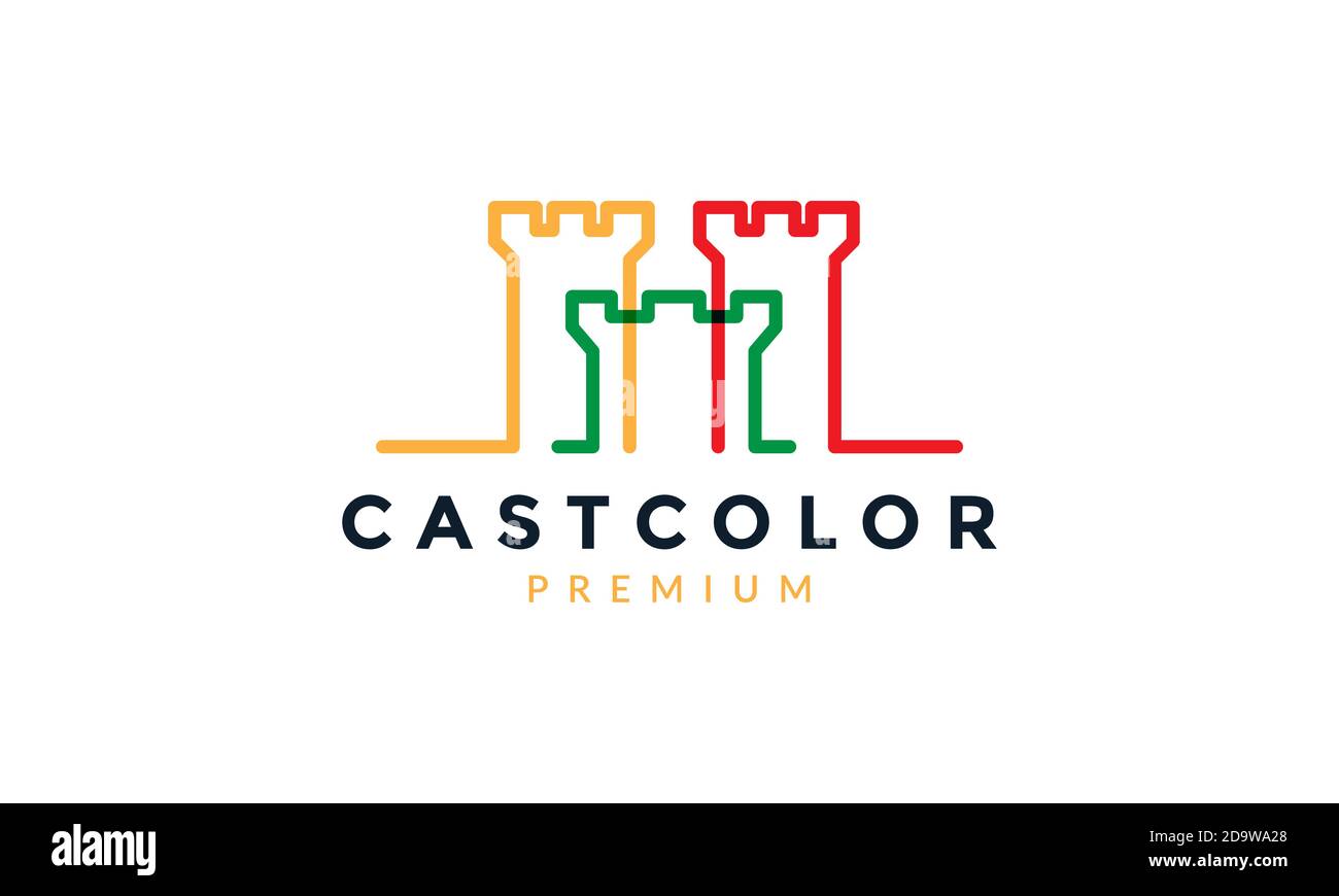 colorful line outlines abstract castle logo vector icon illustration ...