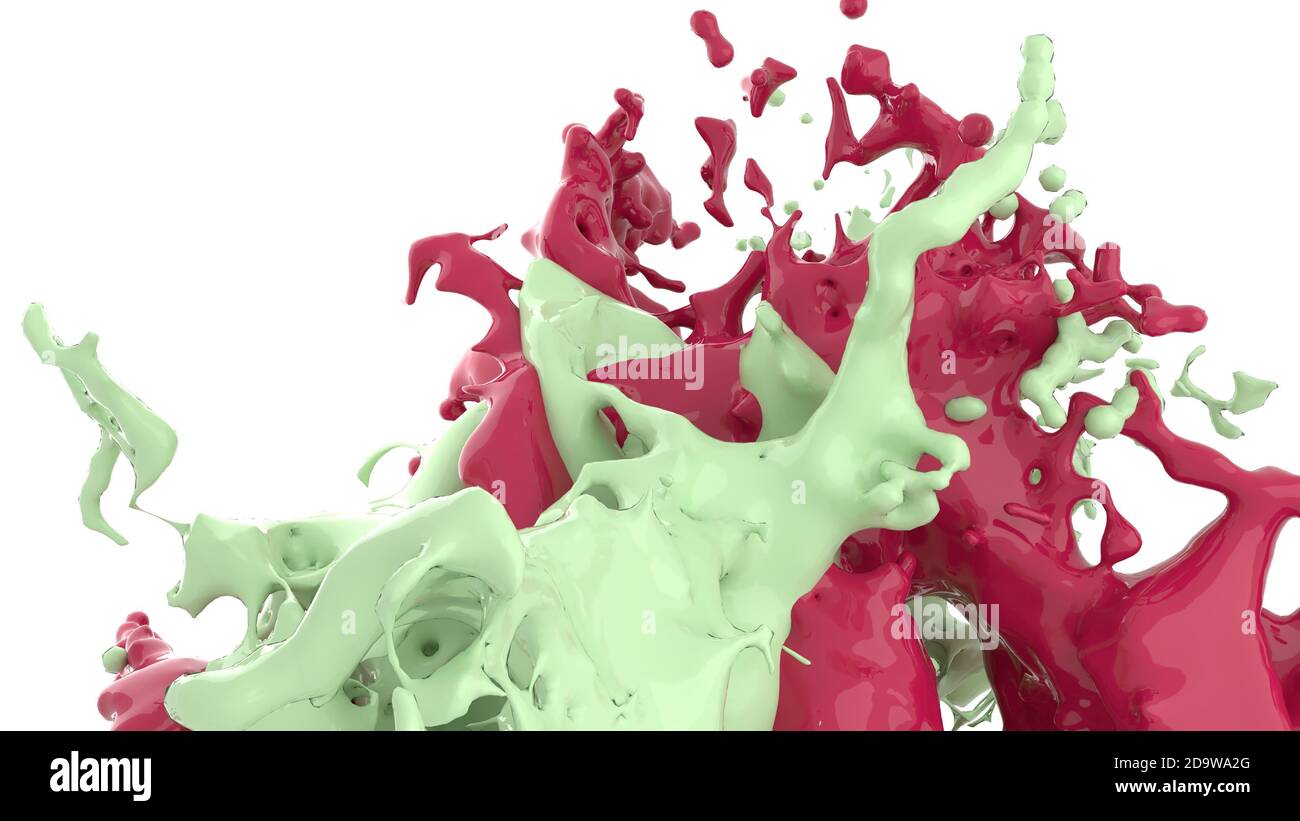 3D render, Colour liquids Splash, Abstract fluid background Stock Photo ...