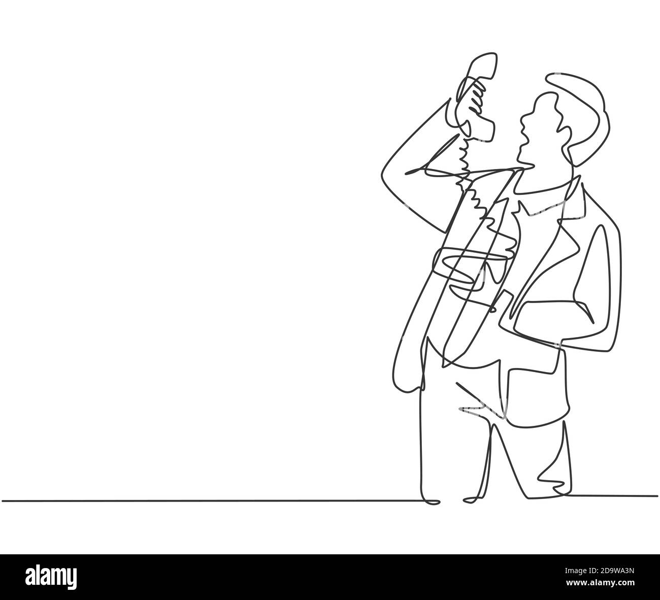 One continuous line drawing of young angry businessman shouting his ...