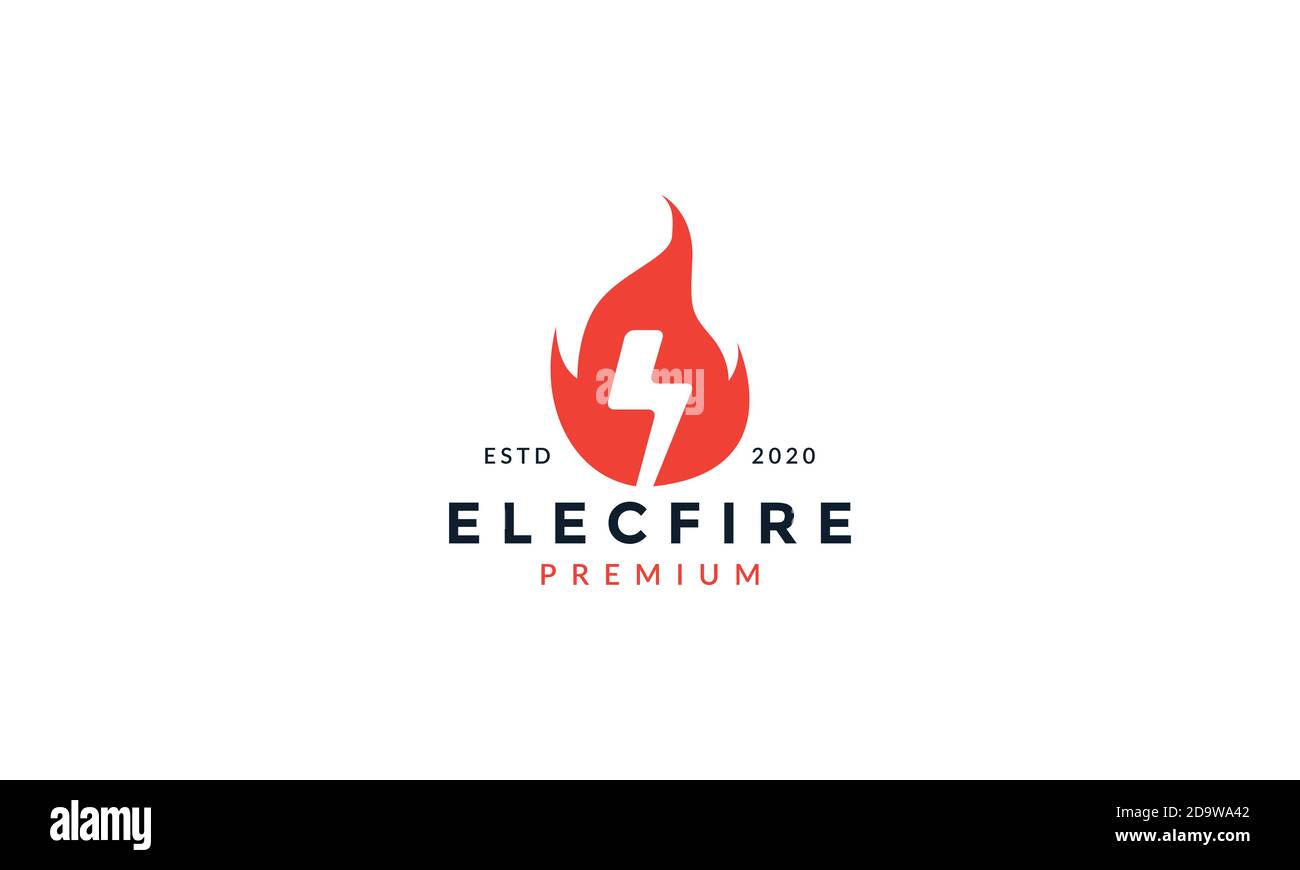 abstract fire with electric voltage modern shape logo vector icon ...