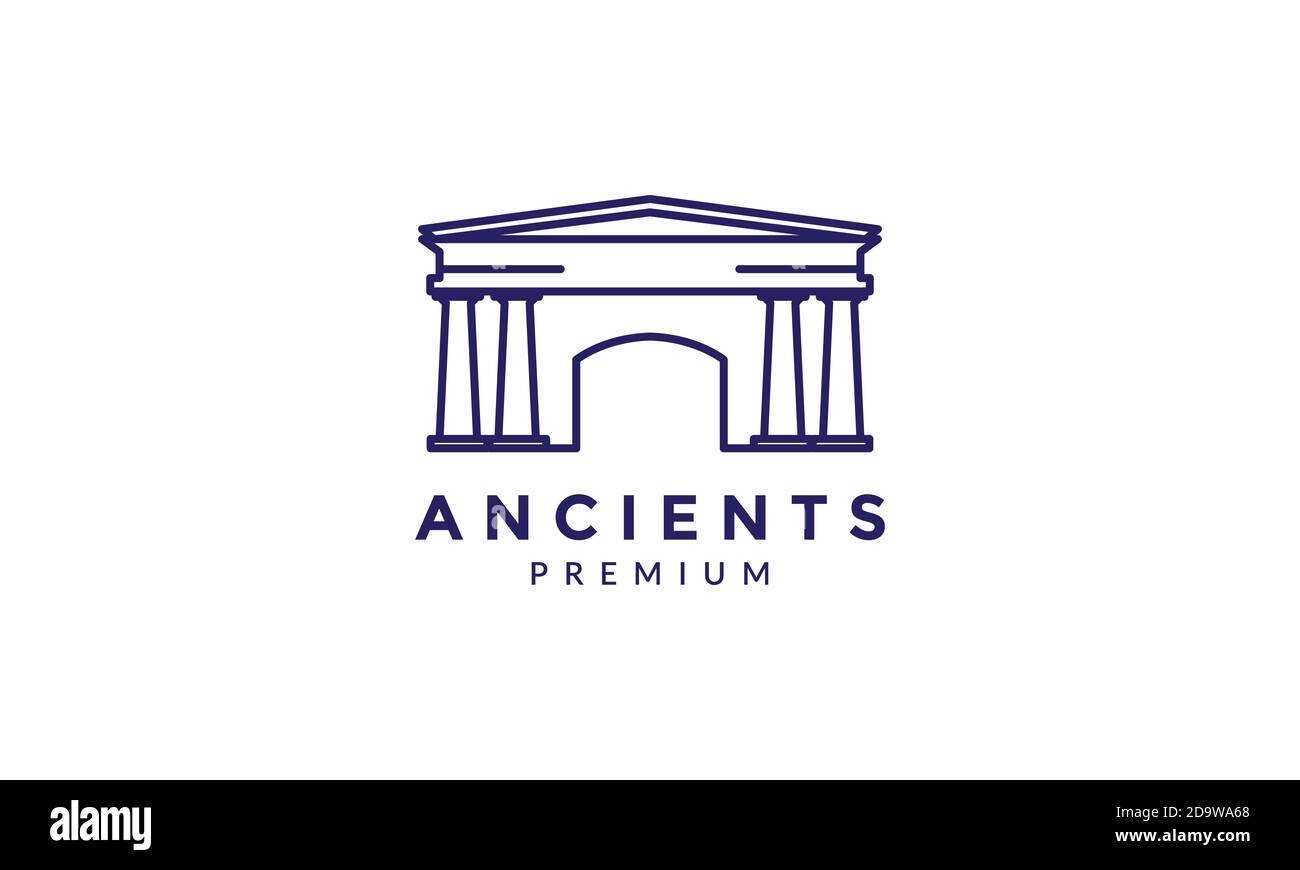 ancient Greece building line outline logo vector icon illustration ...