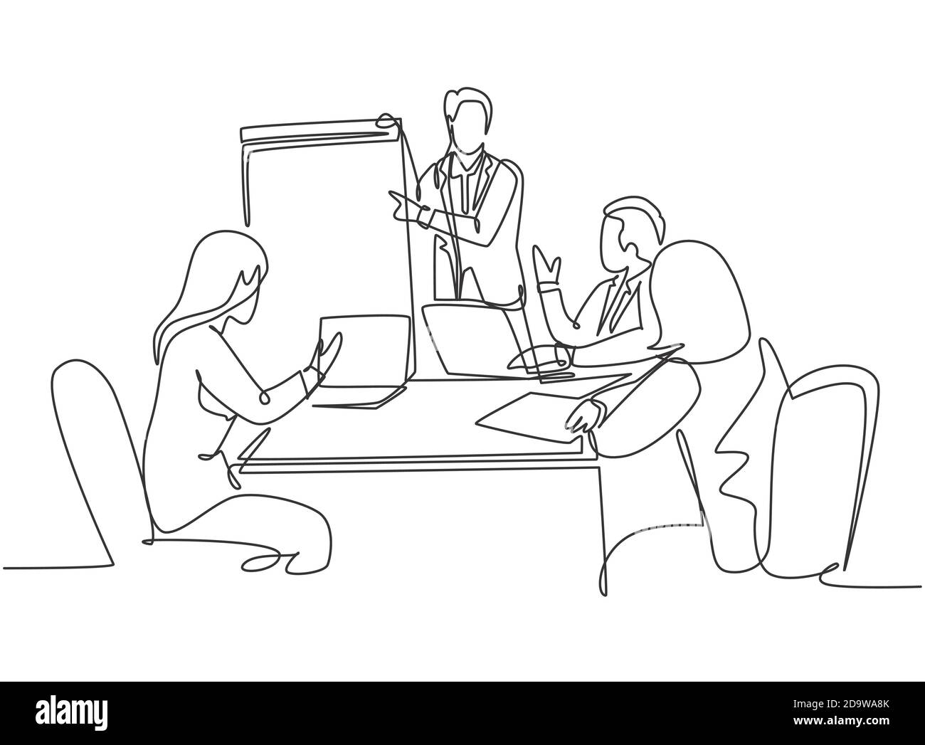 One line drawing person presenting Stock Vector Images - Alamy