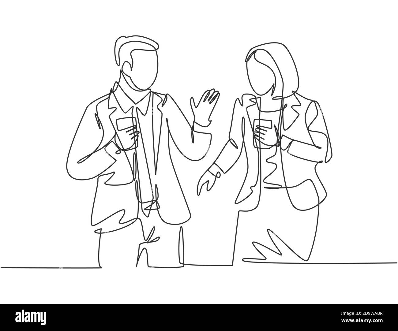 Man woman soft drink talking Stock Vector Images - Alamy