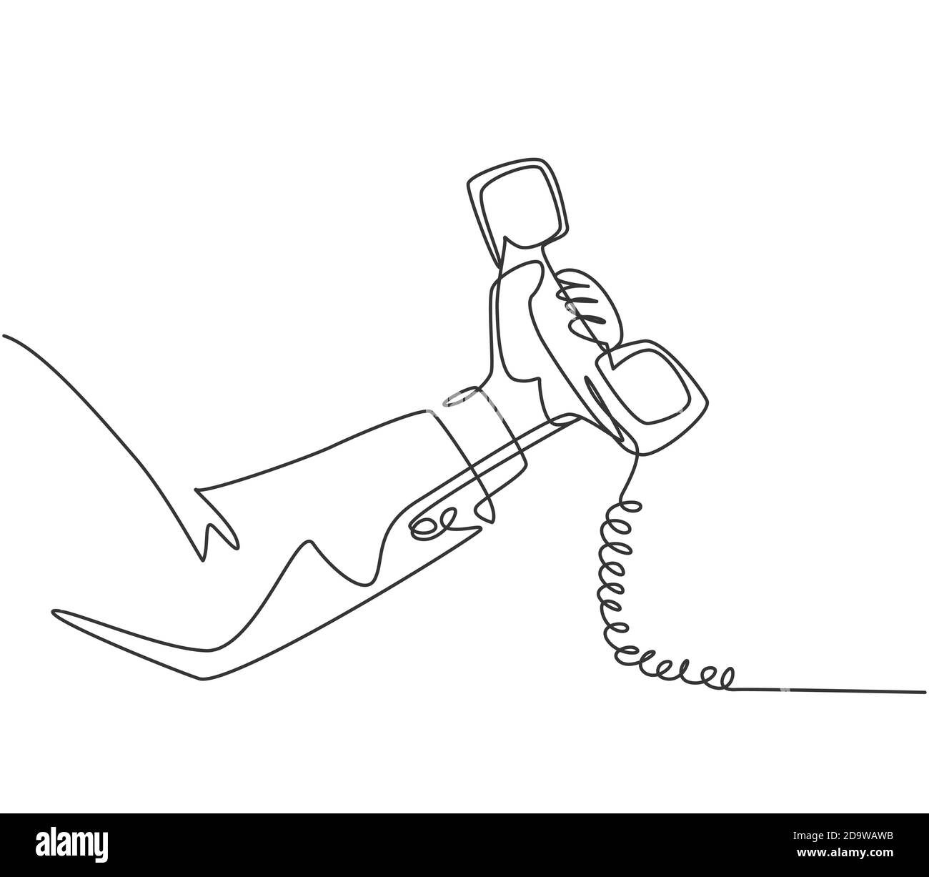 One single line drawing of gesture hand holding old classic analog ...